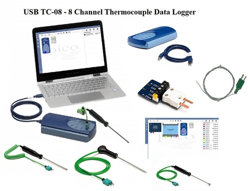 8 Channel Thermocouple Data Logger Temperature Range: -270 To +1820 ...