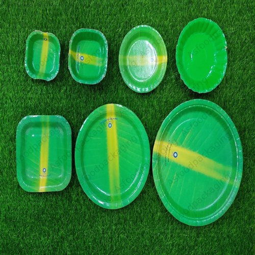 7 Inch Green Color Printed Disposable Paper Plate For Birthday Parties 