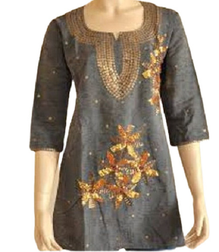 Women'S Straight Kurtis With Work Hand Embroidery Work (Full Stitched ...