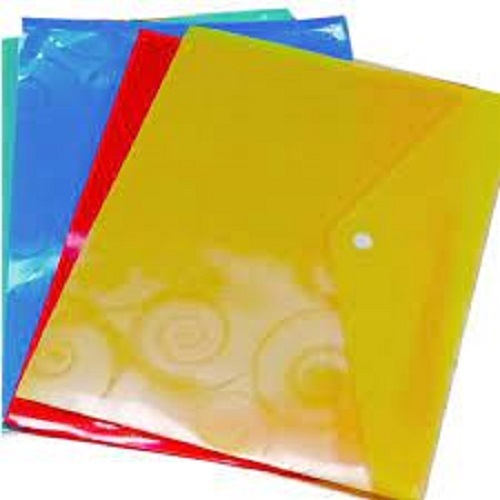 Long Durable And Lightweight Multicolor Plastic Pp Rectangular Button File Folder Size 210 X 