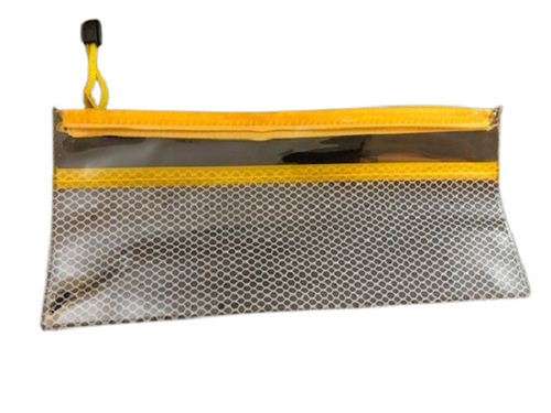Rectangle Shaped Yellow And White Transparent Pvc Pencil Pouch, With ...
