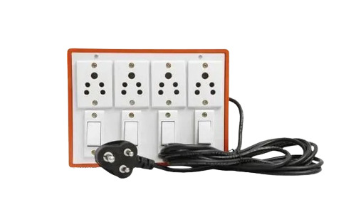 White Poly Carbonate Four Socket And Four Switches Extension Boards ...