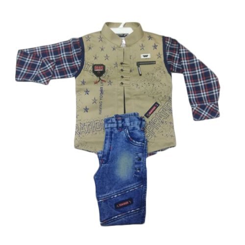 Full Sleeves Trendy Stylish Cotton And Denim Party Wear Kids Baba Suit ...