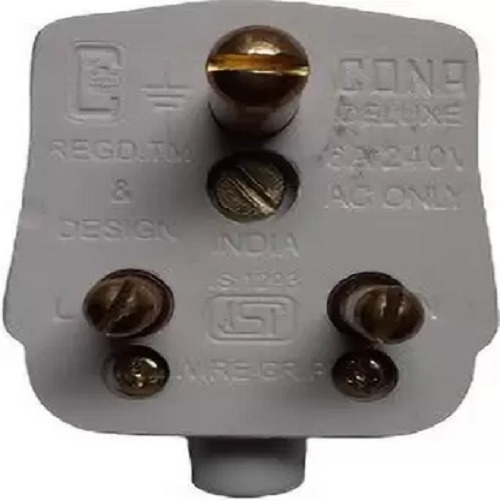 Cona 3 Pin Plug Top White Polycarbonate, (6A /240 Volts ) For ...
