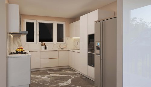 Stainless Steel And Wooden Gloss Fine Finish Modular Kitchen Shutters ...