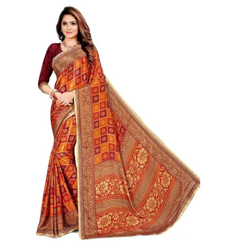 Multi-Color Geometric Print Ladies Sarees With Bright Color at Best ...