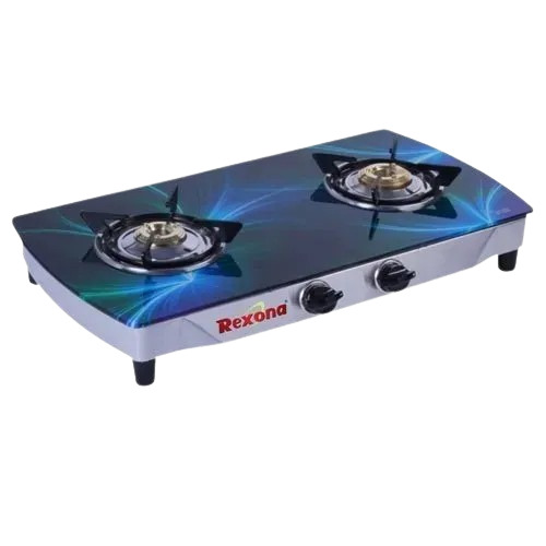 Rexona Premium Two Burner Glass Top Lpg Gas Kitchen Stove (rcw-2002) at ...