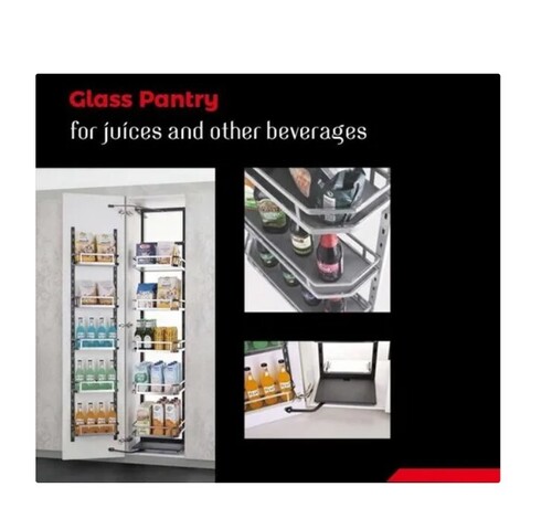 Avocetmobily Glass Pantry Unit Storage System (Silver, Cabinet Width ...