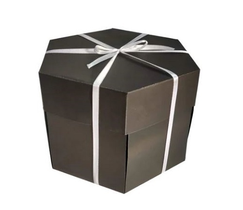 Black 8 Inch Haxagonal Matt Finish Paper Chocolate Gift Box at Best ...