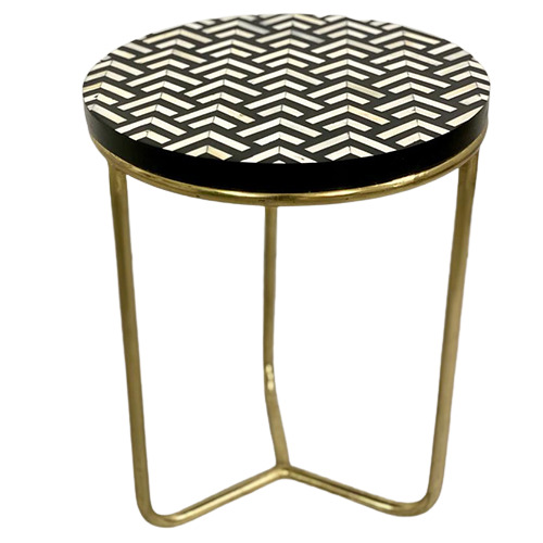 Bone Inlay Side Table With Black Top & Brass Base at Best Price in ...