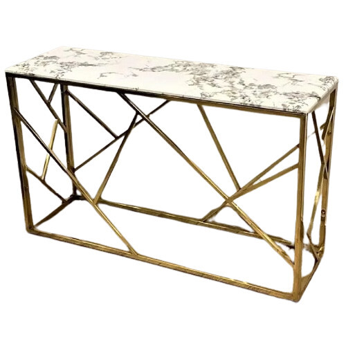 Golden,White And Grey Modern Marble Top Steel Console Table at Best ...