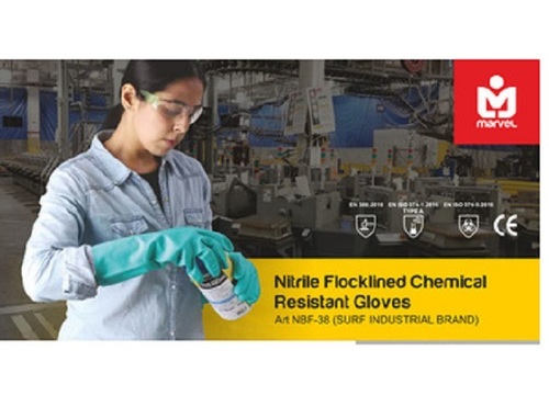 Nitrile Flocklined Chemical Resistant Gloves at Best Price in ...