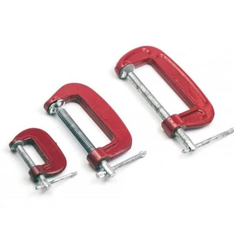 G Clamp - Cast Iron, 200 Weight, Silver And Red | Strong Durable Build ...