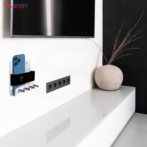 Acrylic Double Mobile Stand - Color: White With Black Strip - Color ...